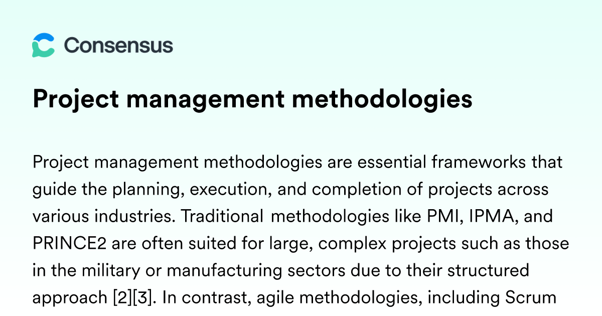 Project Management Methodologies - Consensus Academic Search Engine