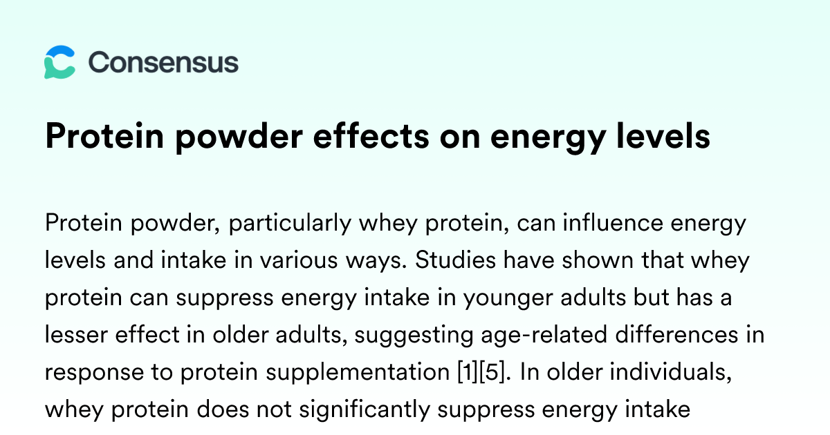 Protein Powder Effects On Energy Levels - Consensus Academic Search Engine