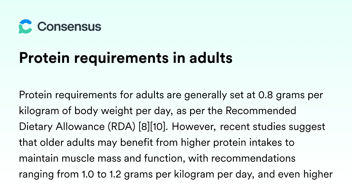 Protein Requirements In Adults - Consensus Academic Search Engine