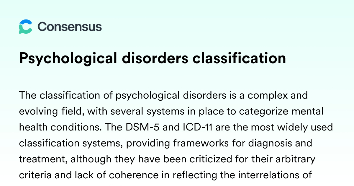 Psychological Disorders Classification - Consensus Academic Search Engine