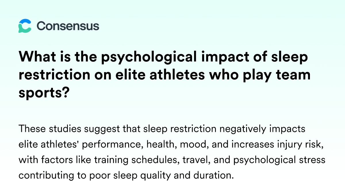 What Is The Psychological Impact Of Sleep Restriction On Elite Athletes ...