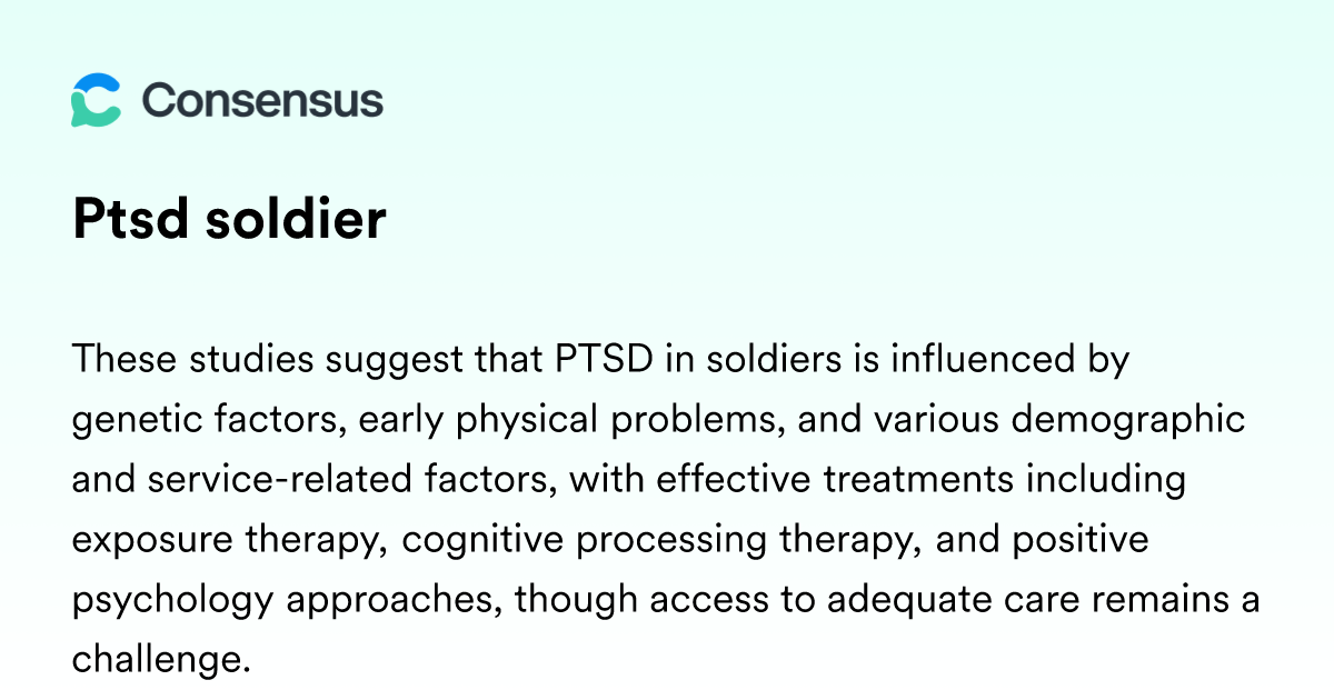 Ptsd Soldier - Consensus Academic Search Engine