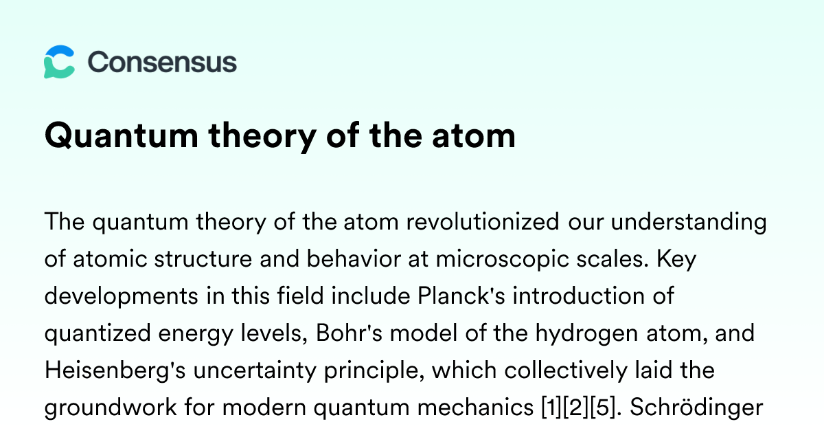 Quantum Theory Of The Atom - Consensus Academic Search Engine
