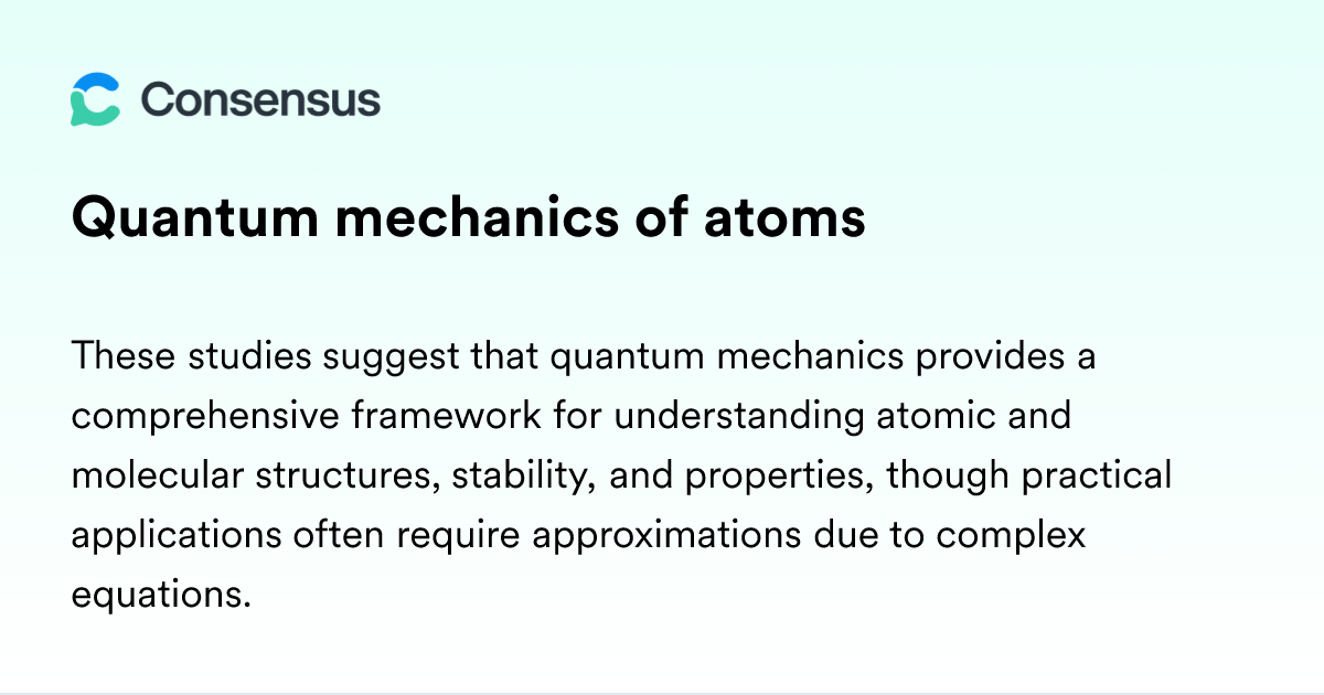 Quantum Mechanics Of Atoms - Consensus Academic Search Engine