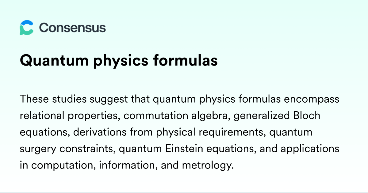 Quantum Physics Formulas - Consensus Academic Search Engine