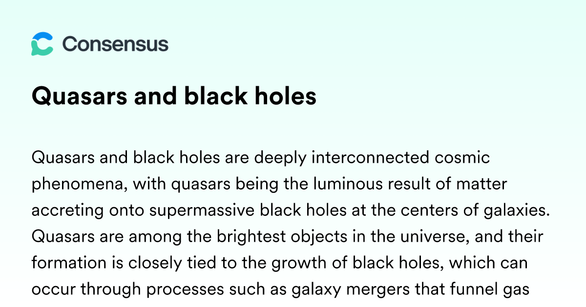 Quasars And Black Holes - Consensus Academic Search Engine