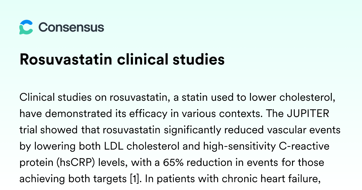 Rosuvastatin Clinical Studies - Consensus Academic Search Engine