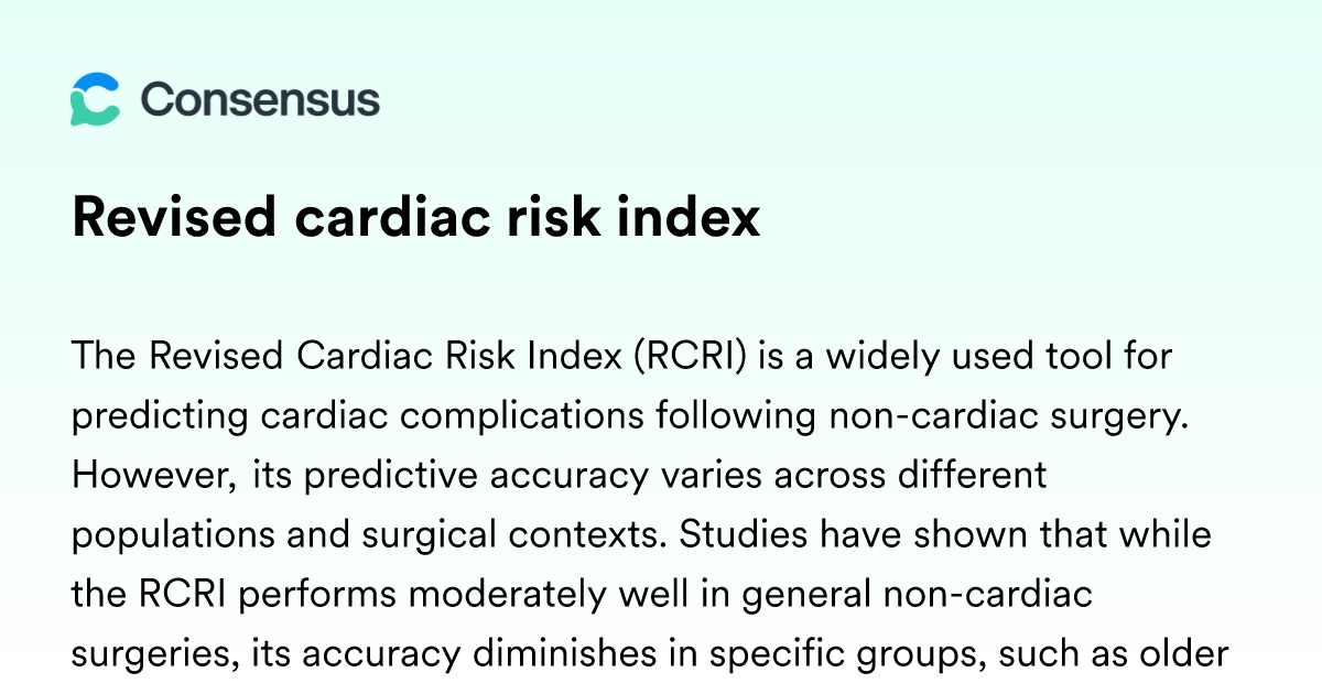 Revised Cardiac Risk Index - Consensus Academic Search Engine