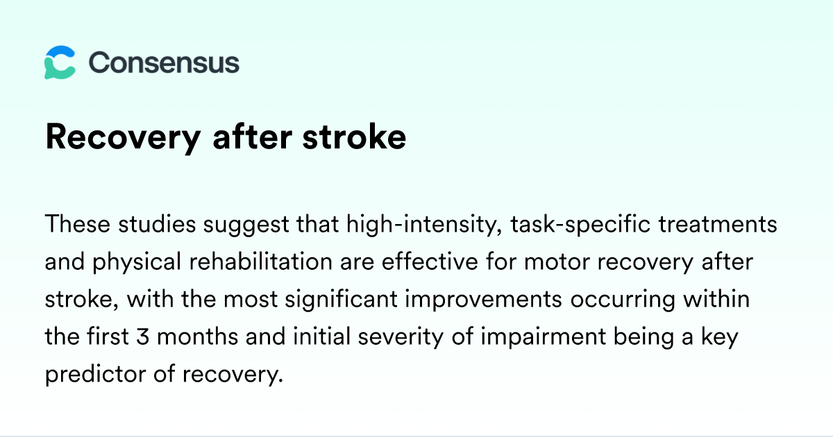 Recovery After Stroke - Consensus Academic Search Engine
