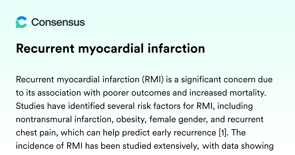 Recurrent Myocardial Infarction - Consensus Academic Search Engine