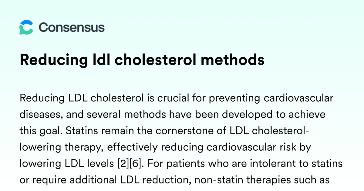 Reducing Ldl Cholesterol Methods - Consensus Academic Search Engine