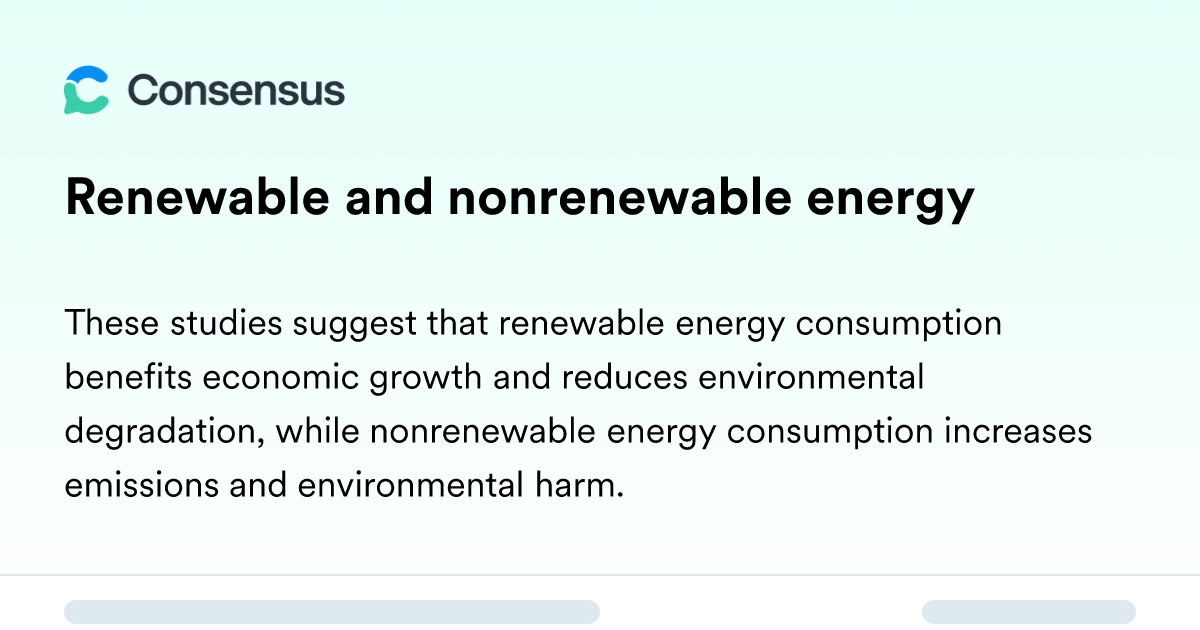 Renewable And Nonrenewable Energy - Consensus Academic Search Engine