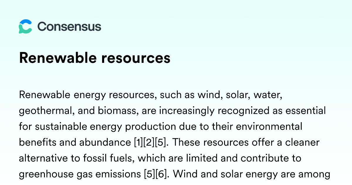 Renewable Resources - Consensus Academic Search Engine