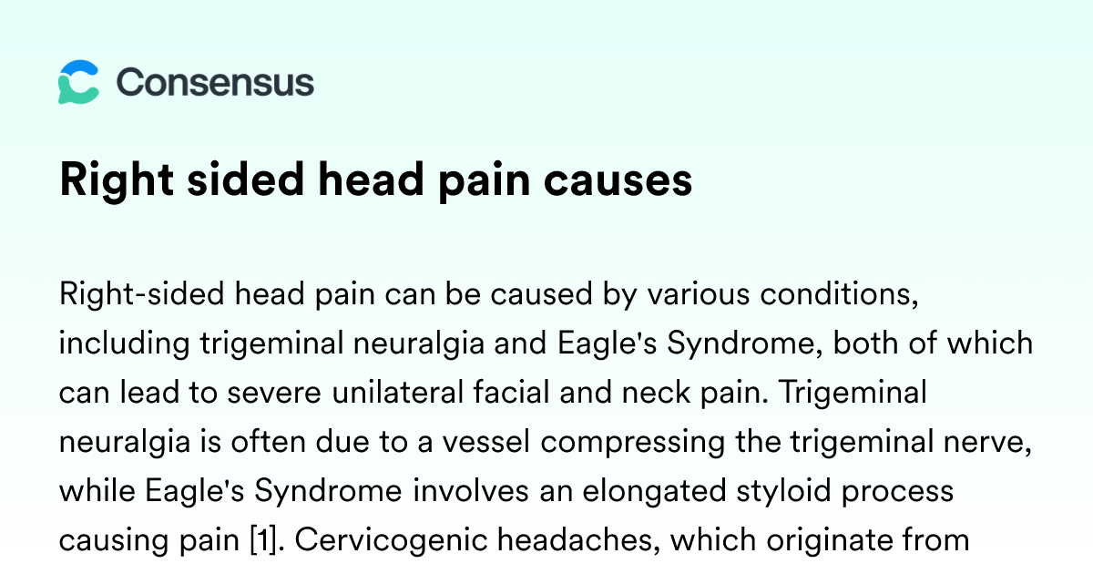 Right Sided Head Pain Causes - Consensus Academic Search Engine