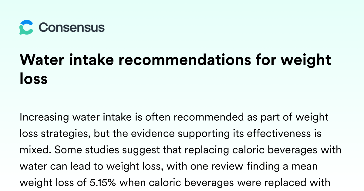 Water Intake Recommendations For Weight Loss - Consensus Academic ...