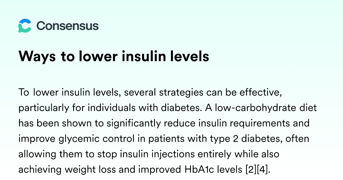 Ways To Lower Insulin Levels - Consensus Academic Search Engine