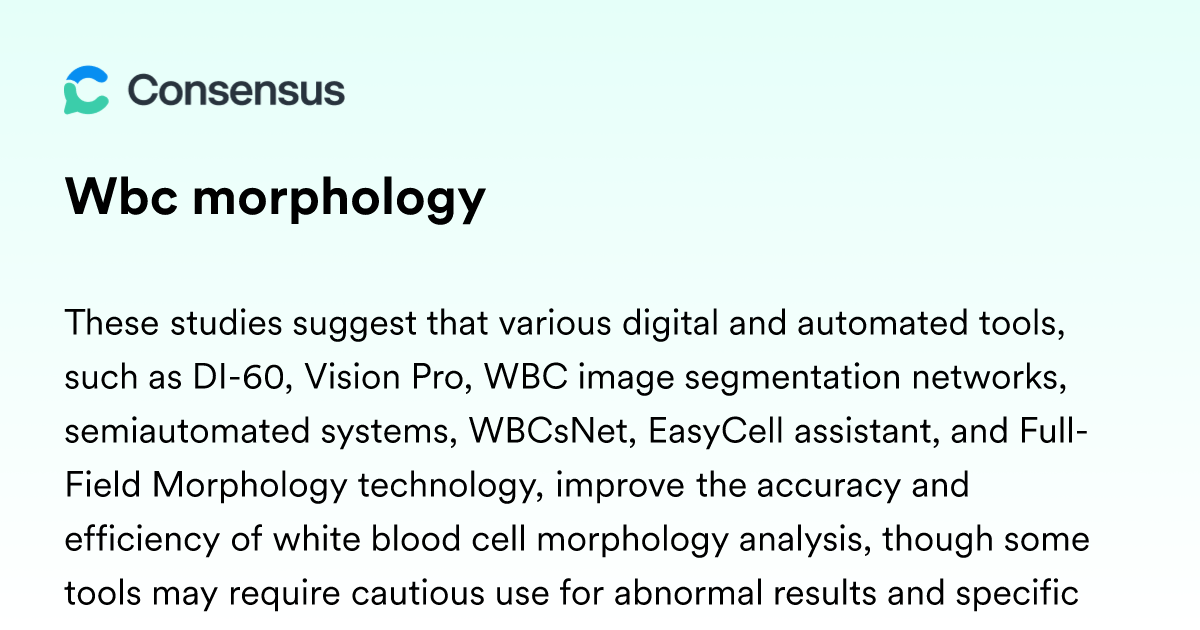 Wbc Morphology - Consensus Academic Search Engine