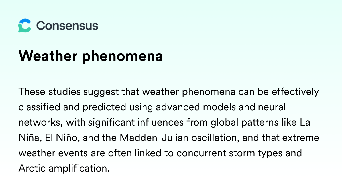 Weather Phenomena - Consensus Academic Search Engine