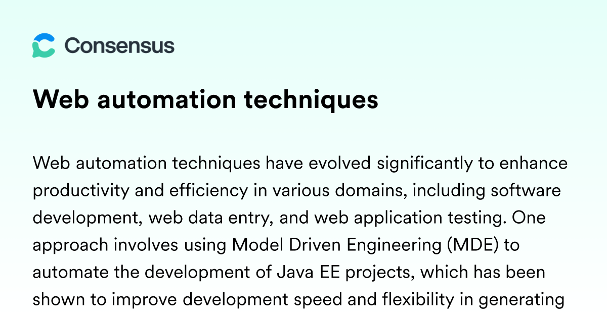 Web Automation Techniques - Consensus Academic Search Engine