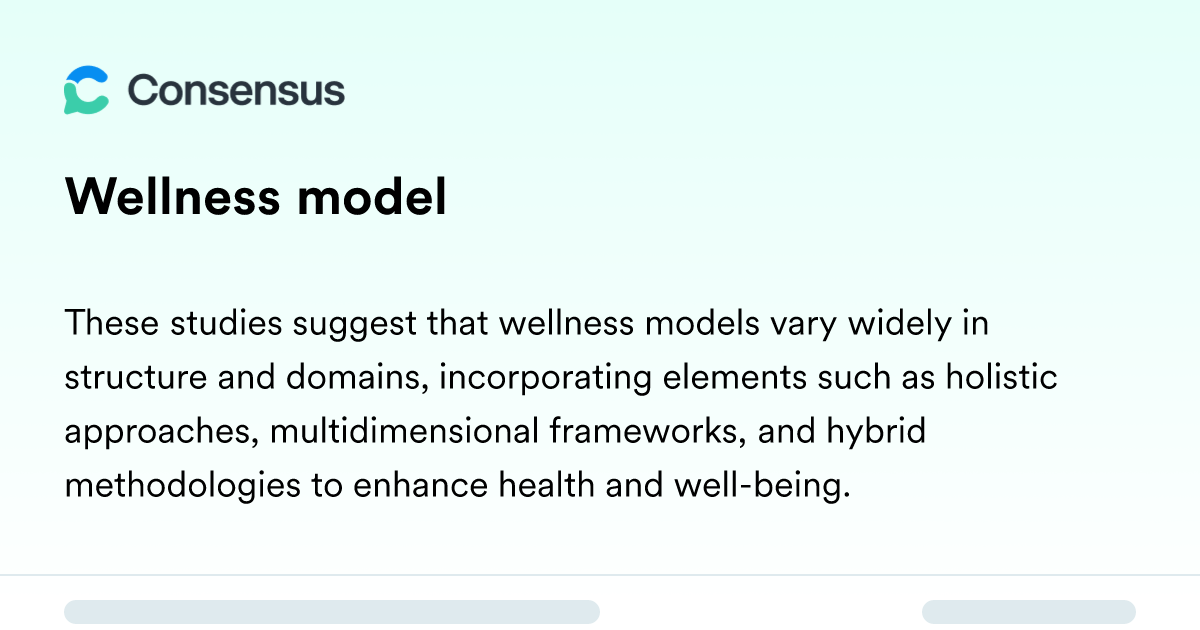 Wellness Model - Consensus Academic Search Engine