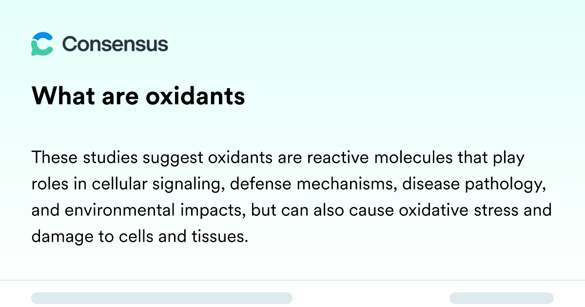 What Are Oxidants - Consensus Academic Search Engine