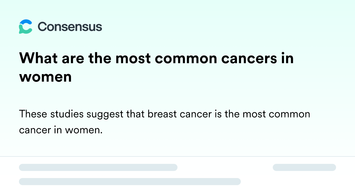 What Are The Most Common Cancers In Women - Consensus Academic Search ...