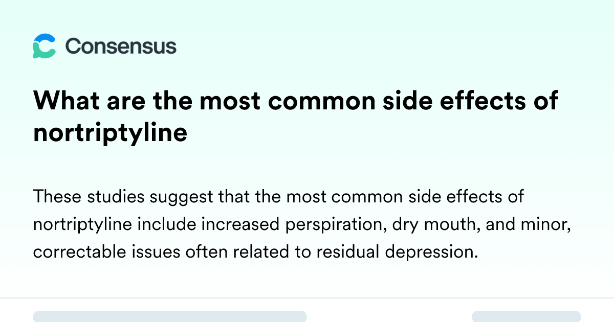 What Are The Most Common Side Effects Of Nortriptyline - Consensus ...