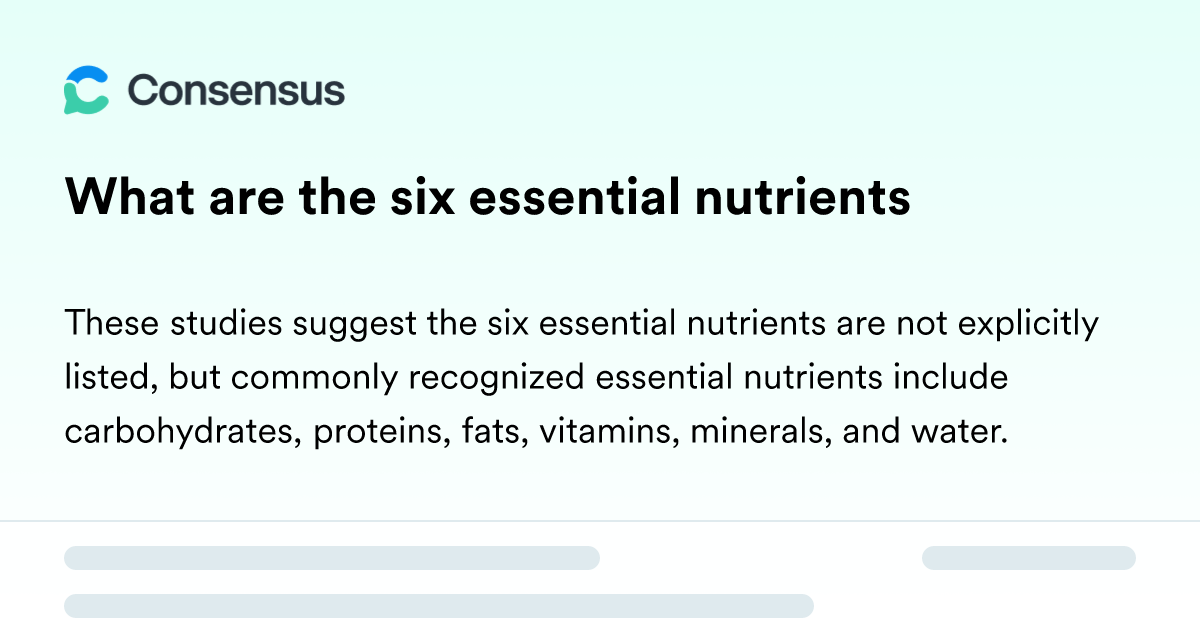 What Are The Six Essential Nutrients - Consensus Academic Search Engine