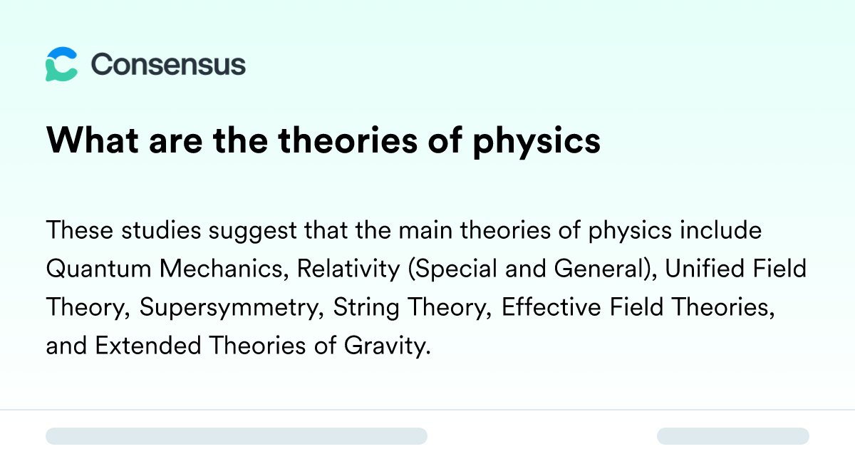 What Are The Theories Of Physics - Consensus Academic Search Engine