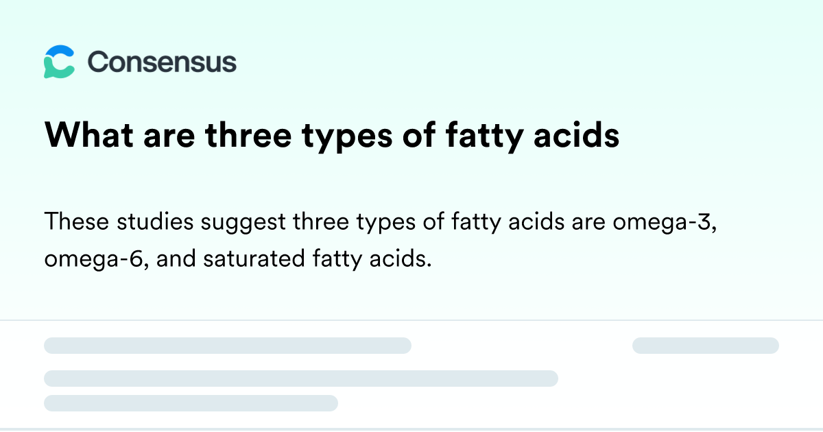 What Are Three Types Of Fatty Acids - Consensus Academic Search Engine