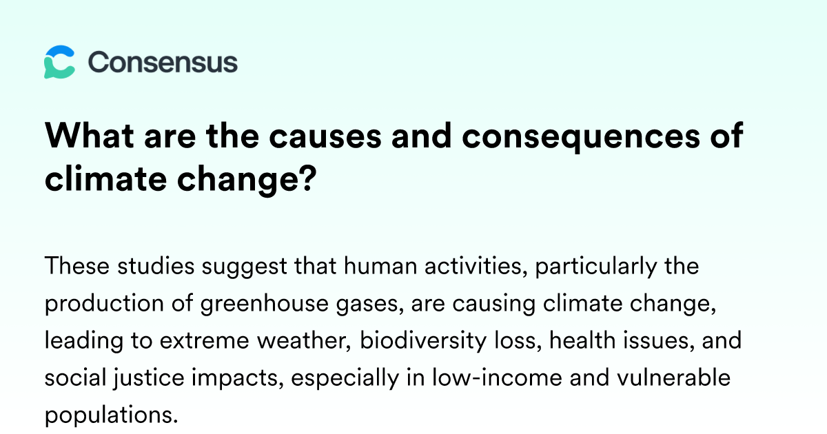 What Are The Causes And Consequences Of Climate Change? - Consensus ...