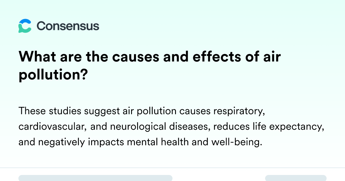 What Are The Causes And Effects Of Air Pollution? - Consensus Academic ...