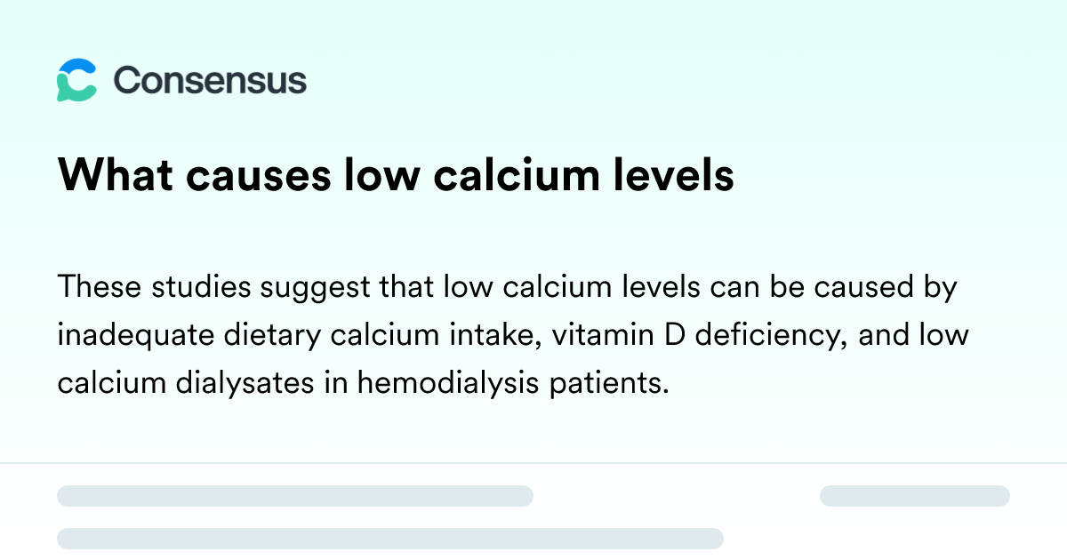 What Causes Low Calcium Levels - Consensus Academic Search Engine