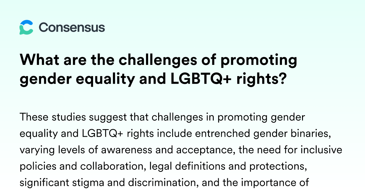 What Are The Challenges Of Promoting Gender Equality And LGBTQ+ Rights ...
