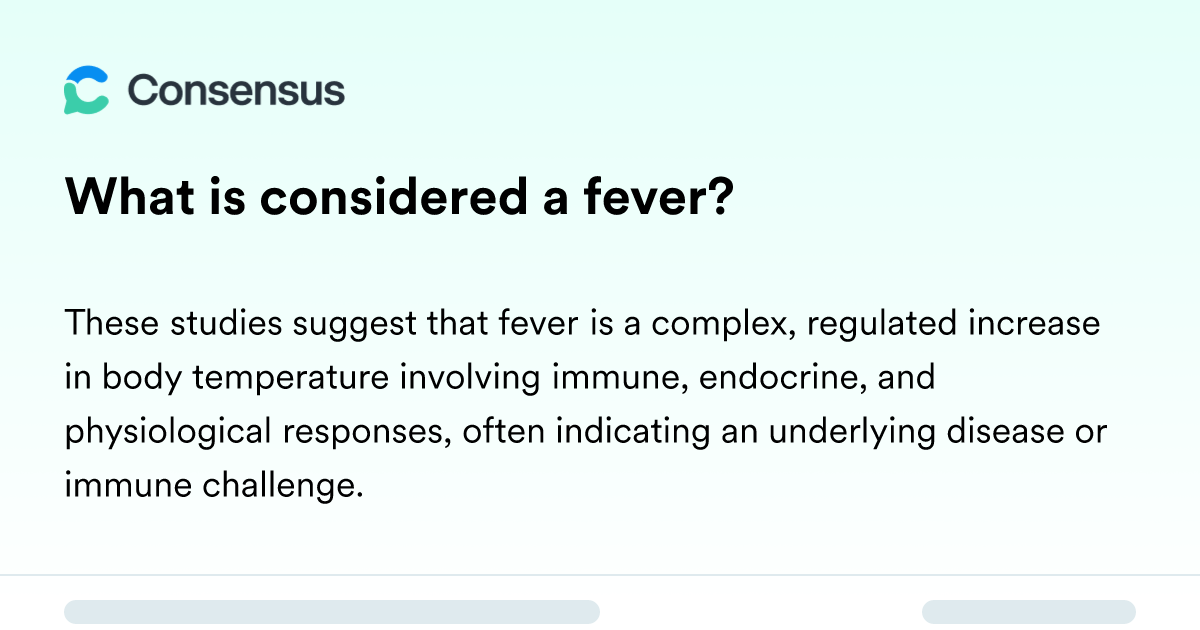 What Is Considered A Fever? - Consensus Academic Search Engine