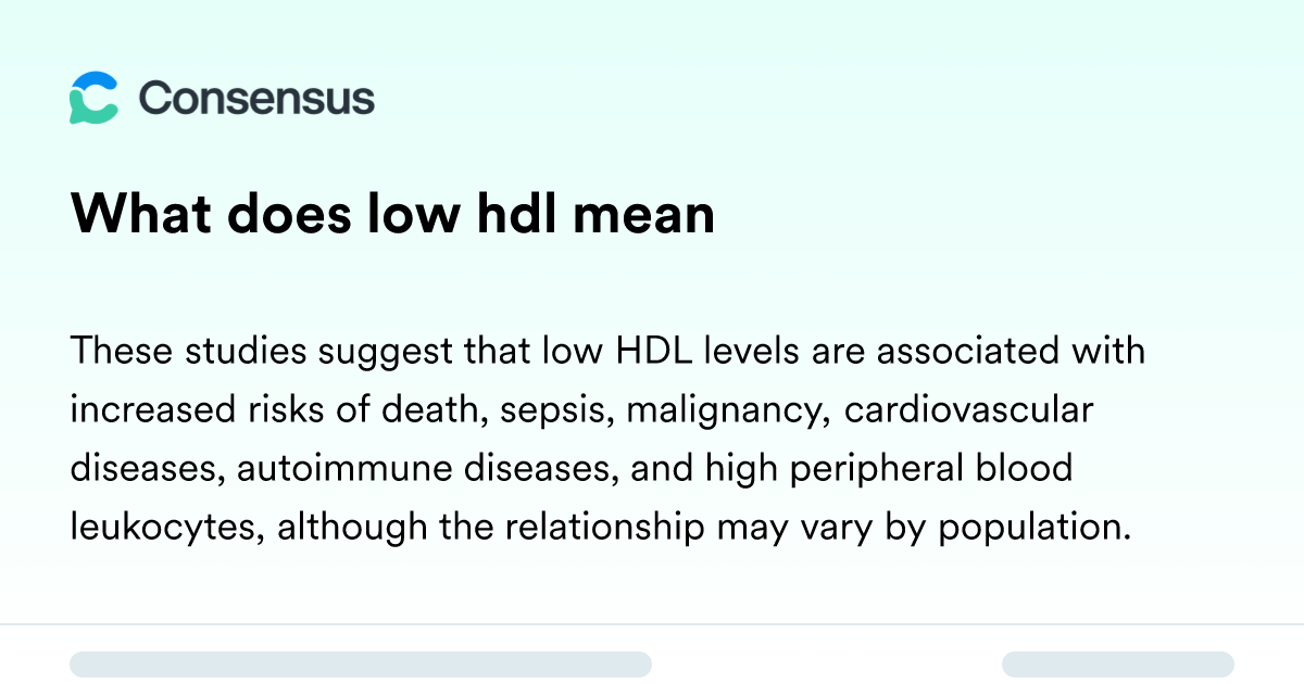 What Does Low Hdl Mean - Consensus Academic Search Engine