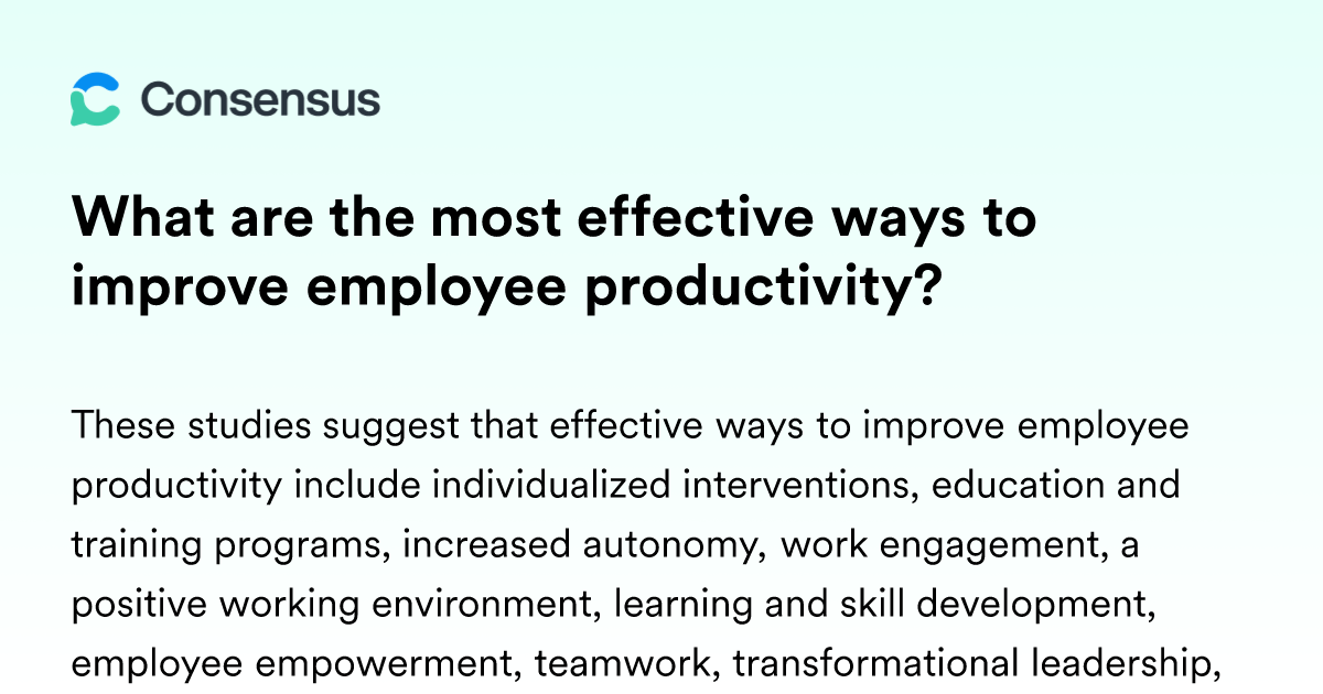 What Are The Most Effective Ways To Improve Employee Productivity ...