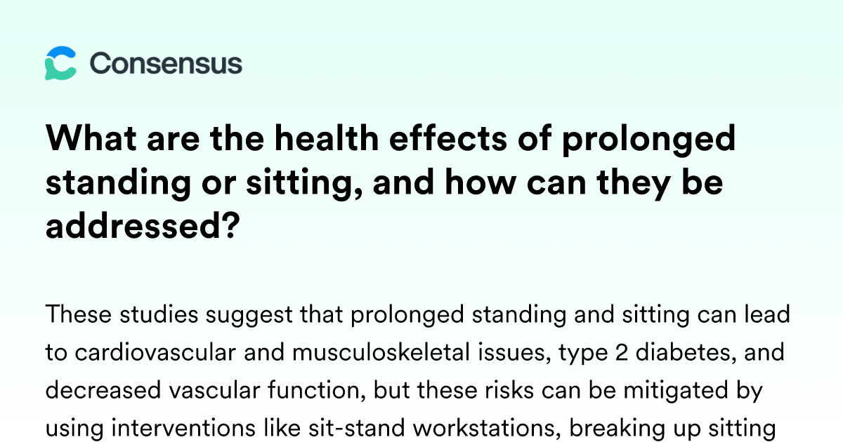 What Are The Health Effects Of Prolonged Standing Or Sitting, And How ...