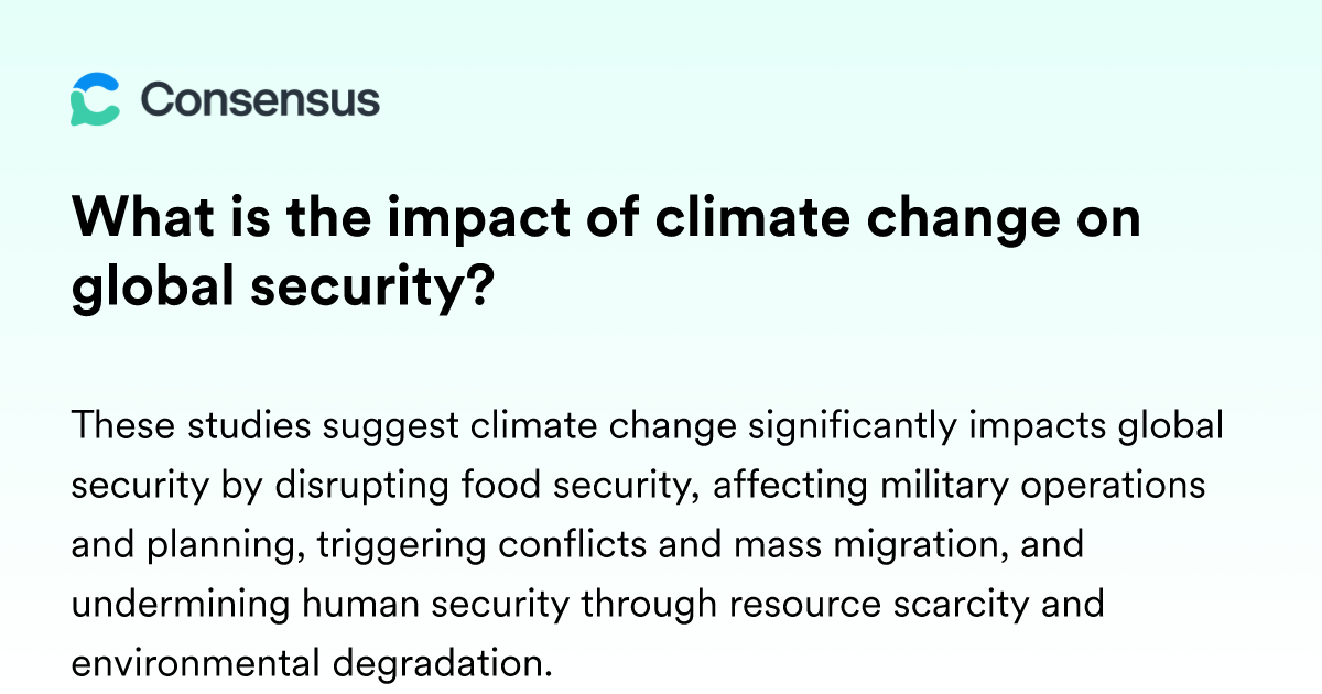 What Is The Impact Of Climate Change On Global Security? - Consensus ...