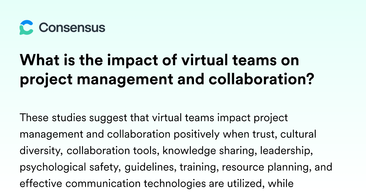 What Is The Impact Of Virtual Teams On Project Management And ...