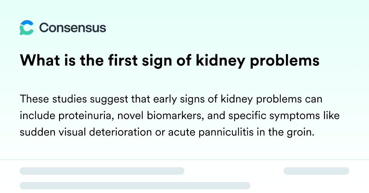 What Is The First Sign Of Kidney Problems - Consensus Academic Search ...