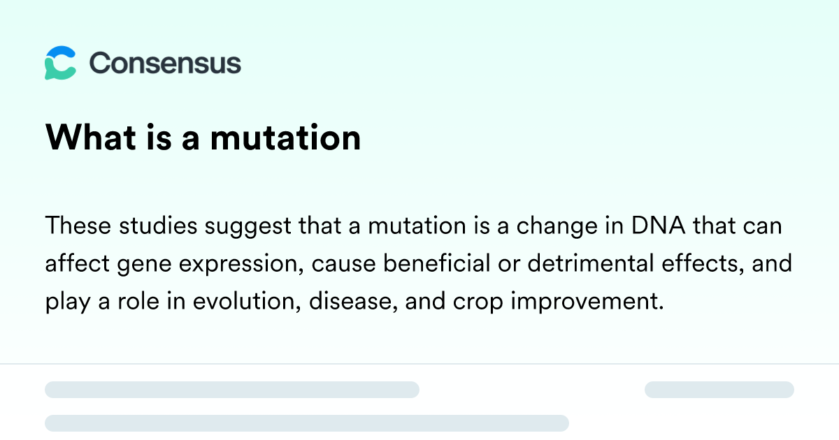 What Is A Mutation - Consensus Academic Search Engine