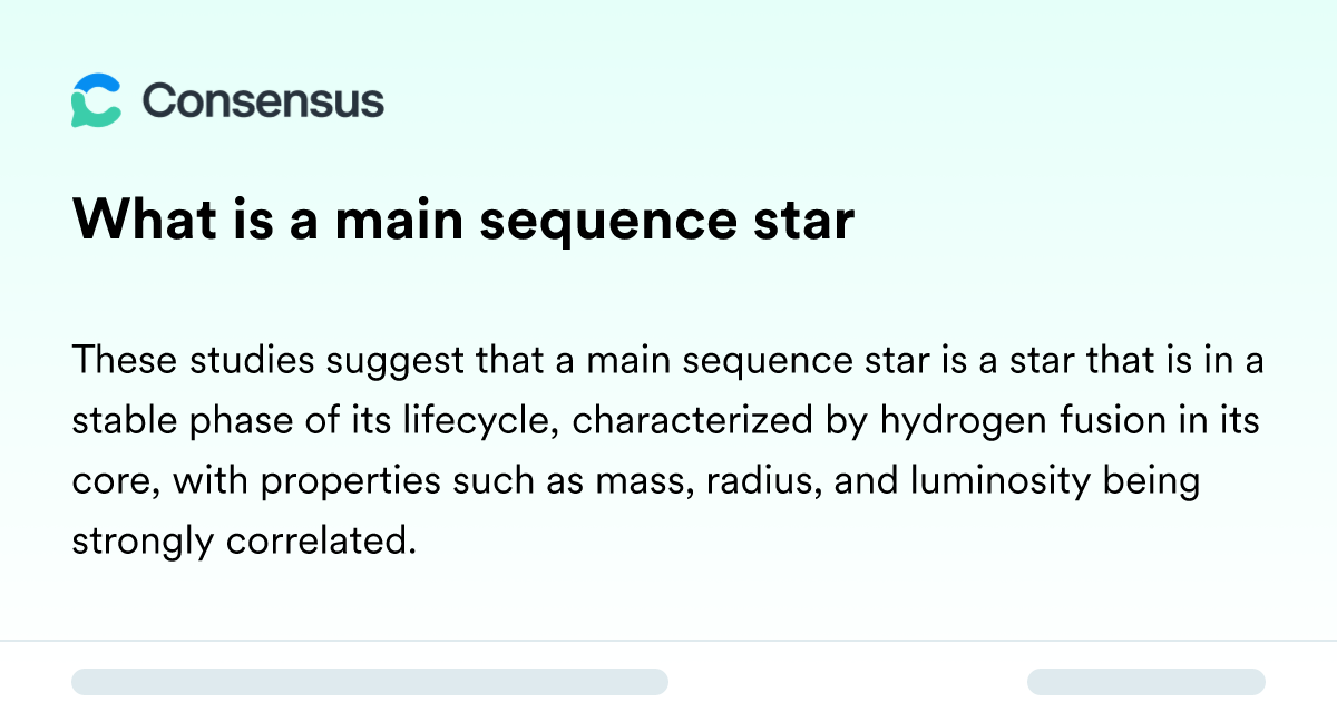 What Is A Main Sequence Star - Consensus Academic Search Engine