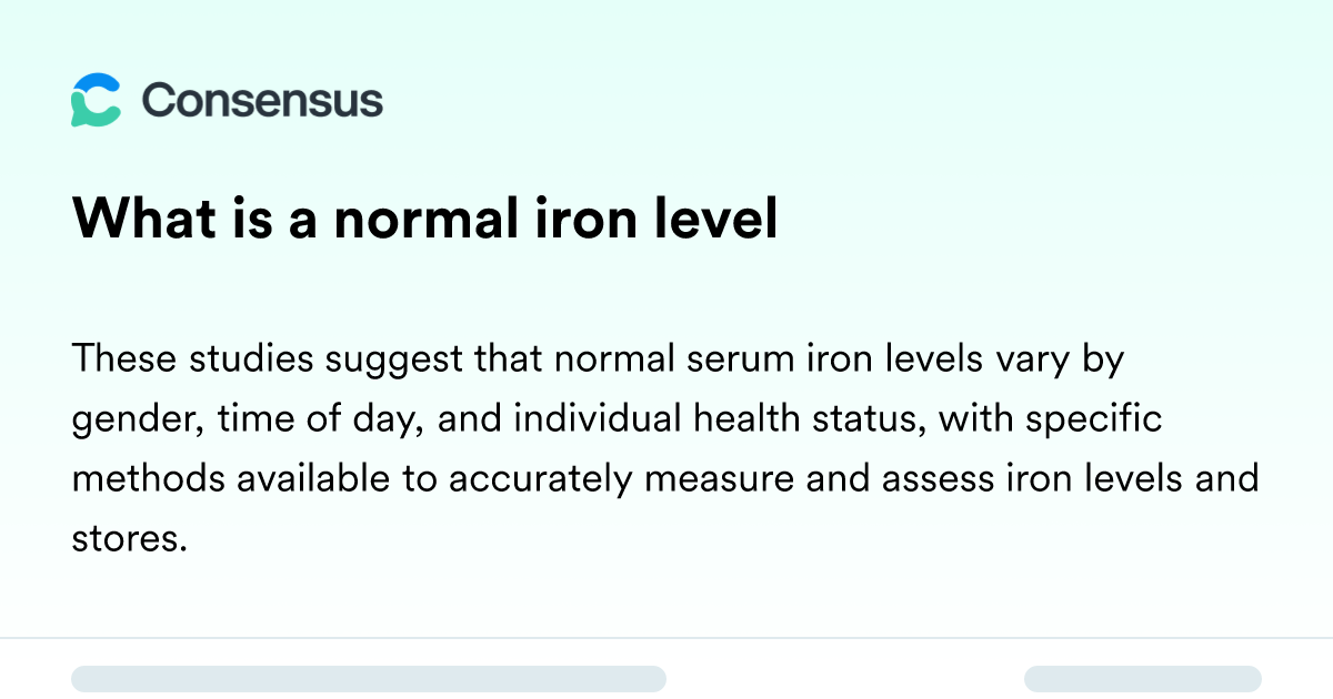 What Is A Normal Iron Level - Consensus Academic Search Engine