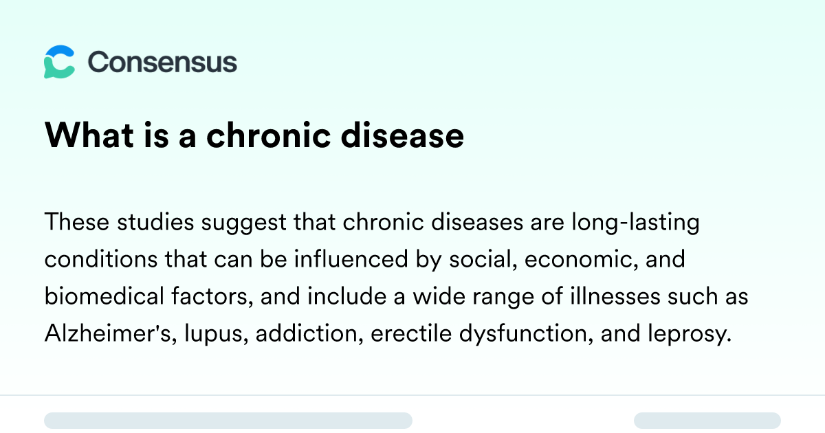 What Is A Chronic Disease - Consensus Academic Search Engine