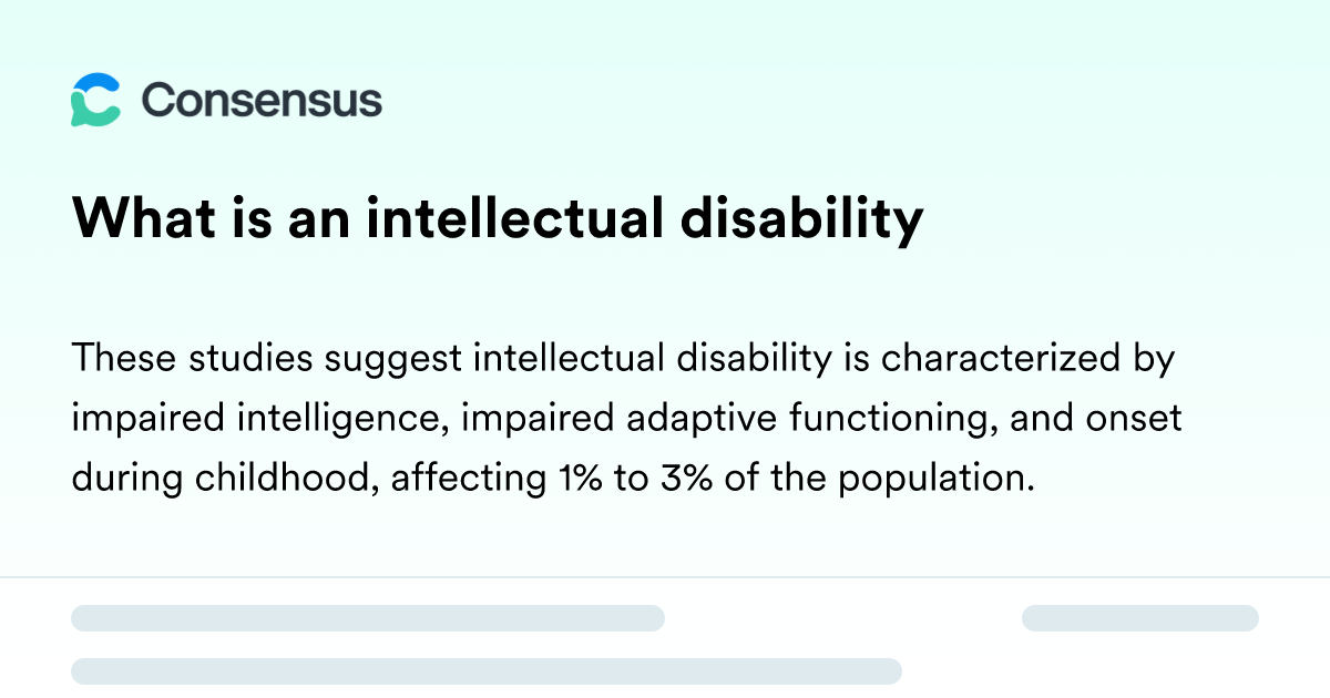 What Is An Intellectual Disability - Consensus Academic Search Engine