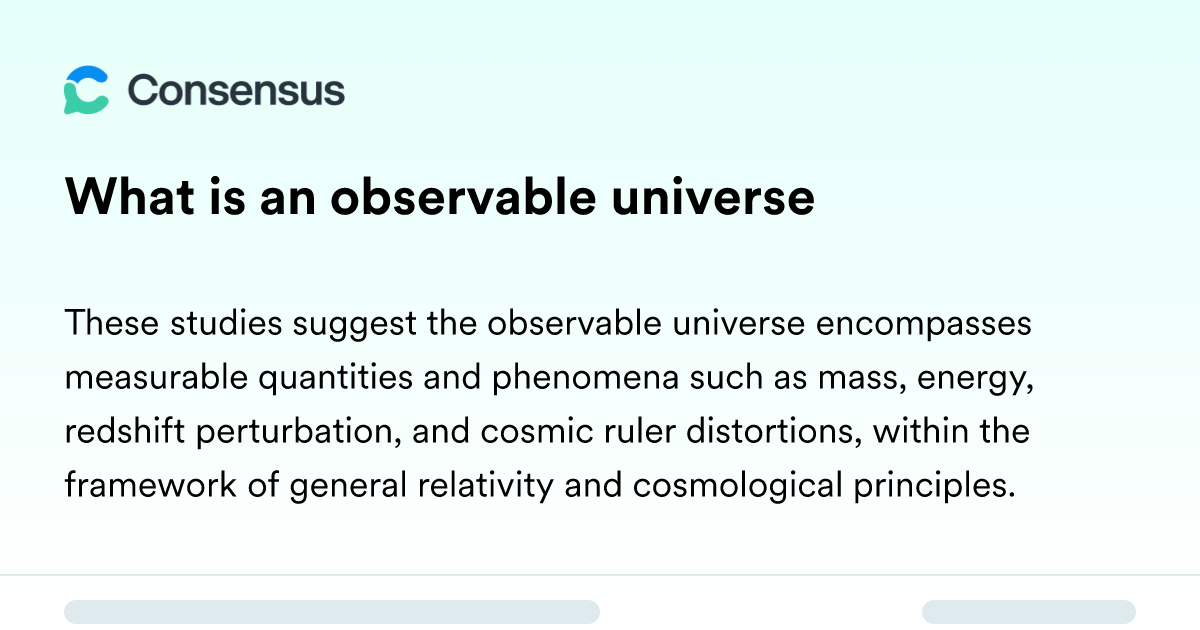 What Is An Observable Universe - Consensus Academic Search Engine