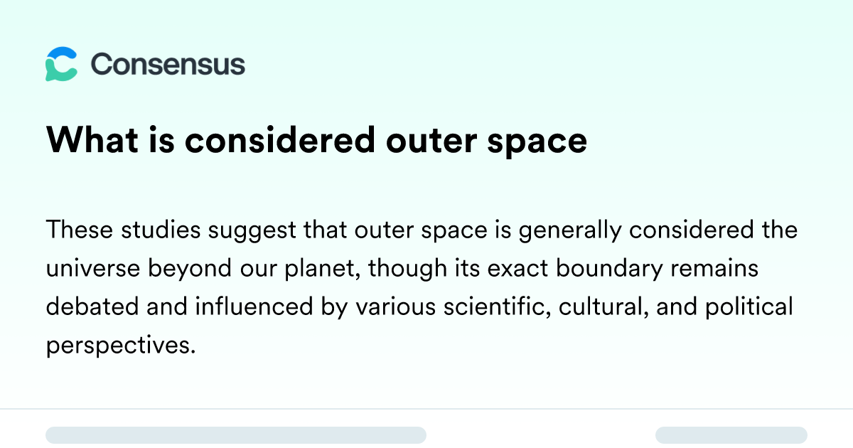 What Is Considered Outer Space - Consensus Academic Search Engine