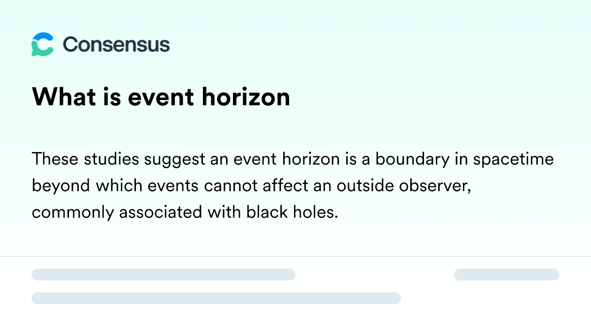 What Is Event Horizon - Consensus Academic Search Engine