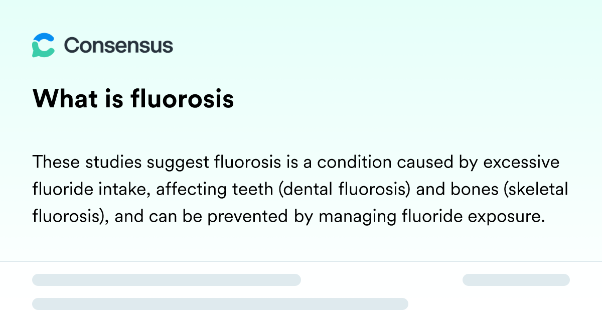 What Is Fluorosis - Consensus Academic Search Engine